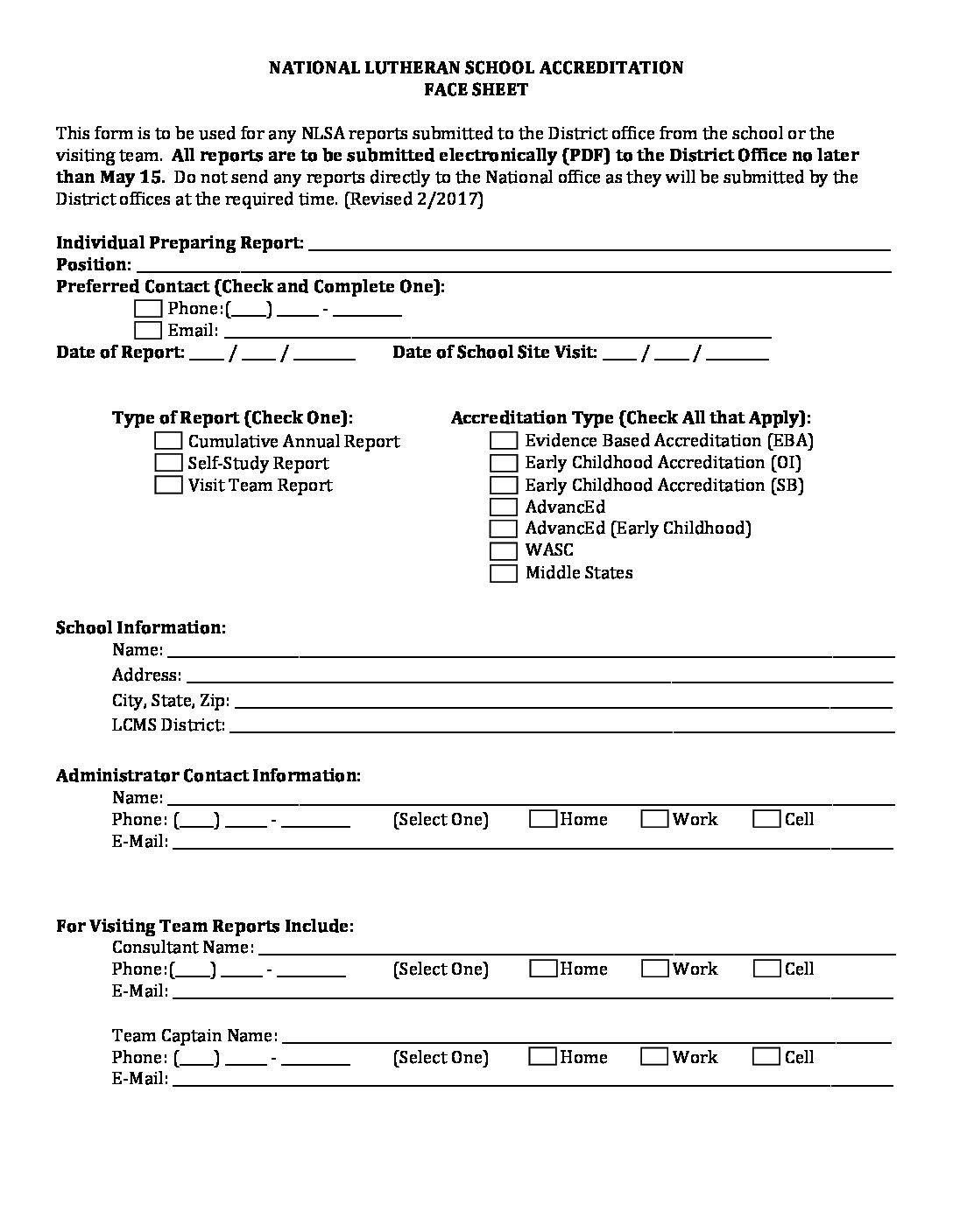 NLSA Face Sheet (Required) – February 2017 Fillable | LuthEd