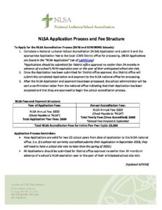 NLSA Application Process and Fee Structure 9-2018 | LuthEd