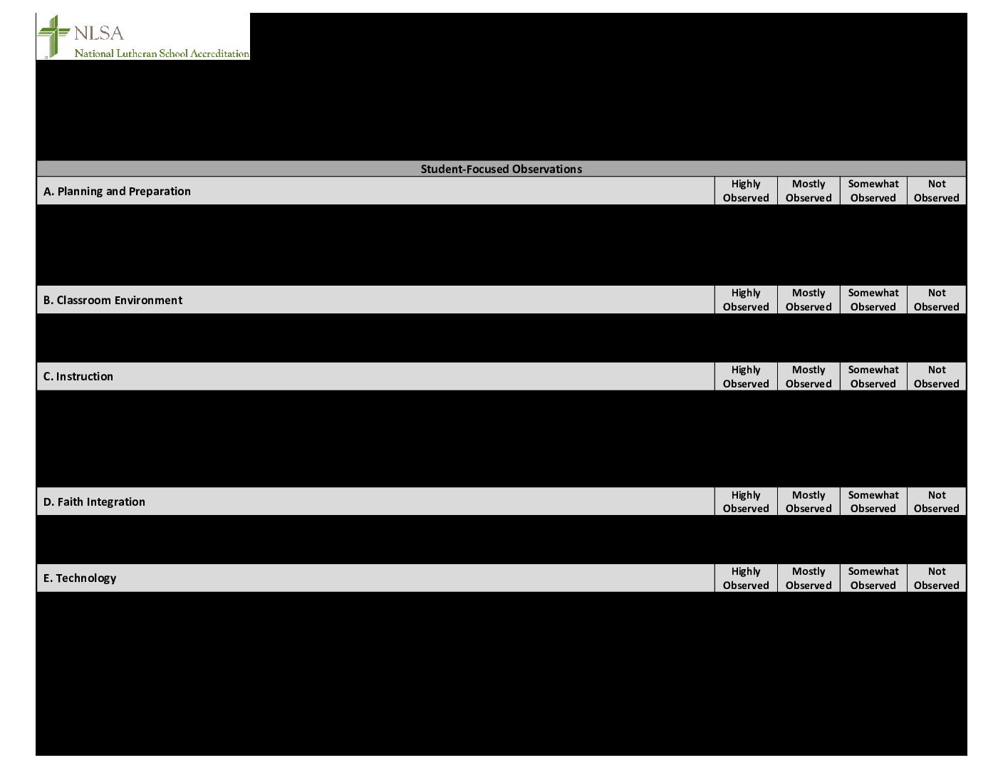 NLSA Classroom Observation Tool 9-2018 | LuthEd