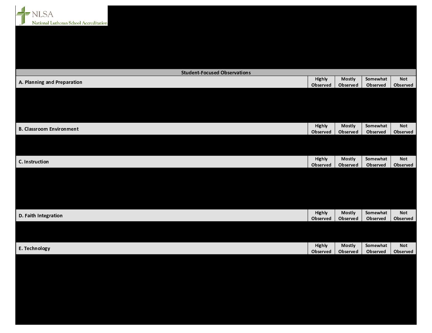 NLSA Classroom Observation Tool 9-2019 | LuthEd