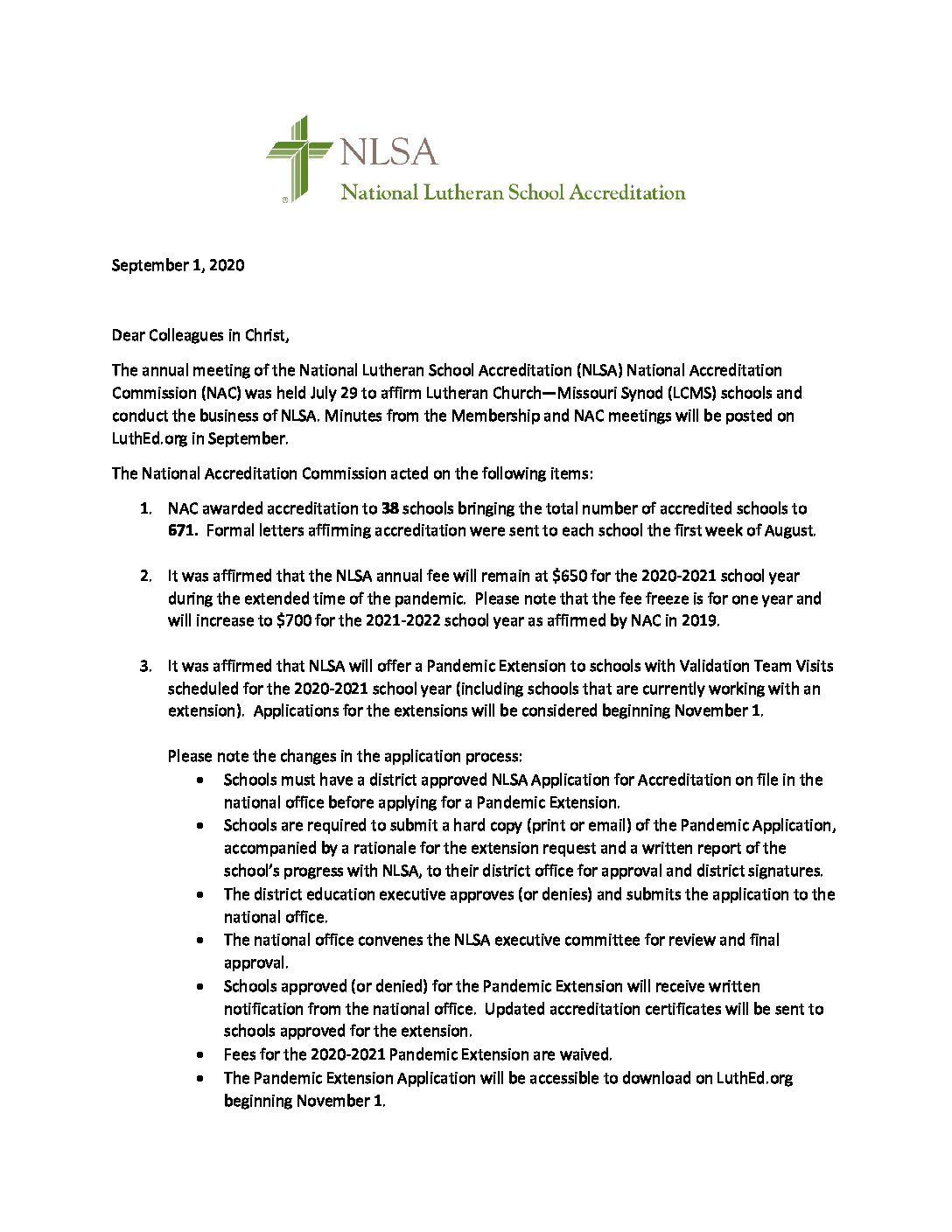 NLSA NAC 2020 Summary to Districts | LuthEd